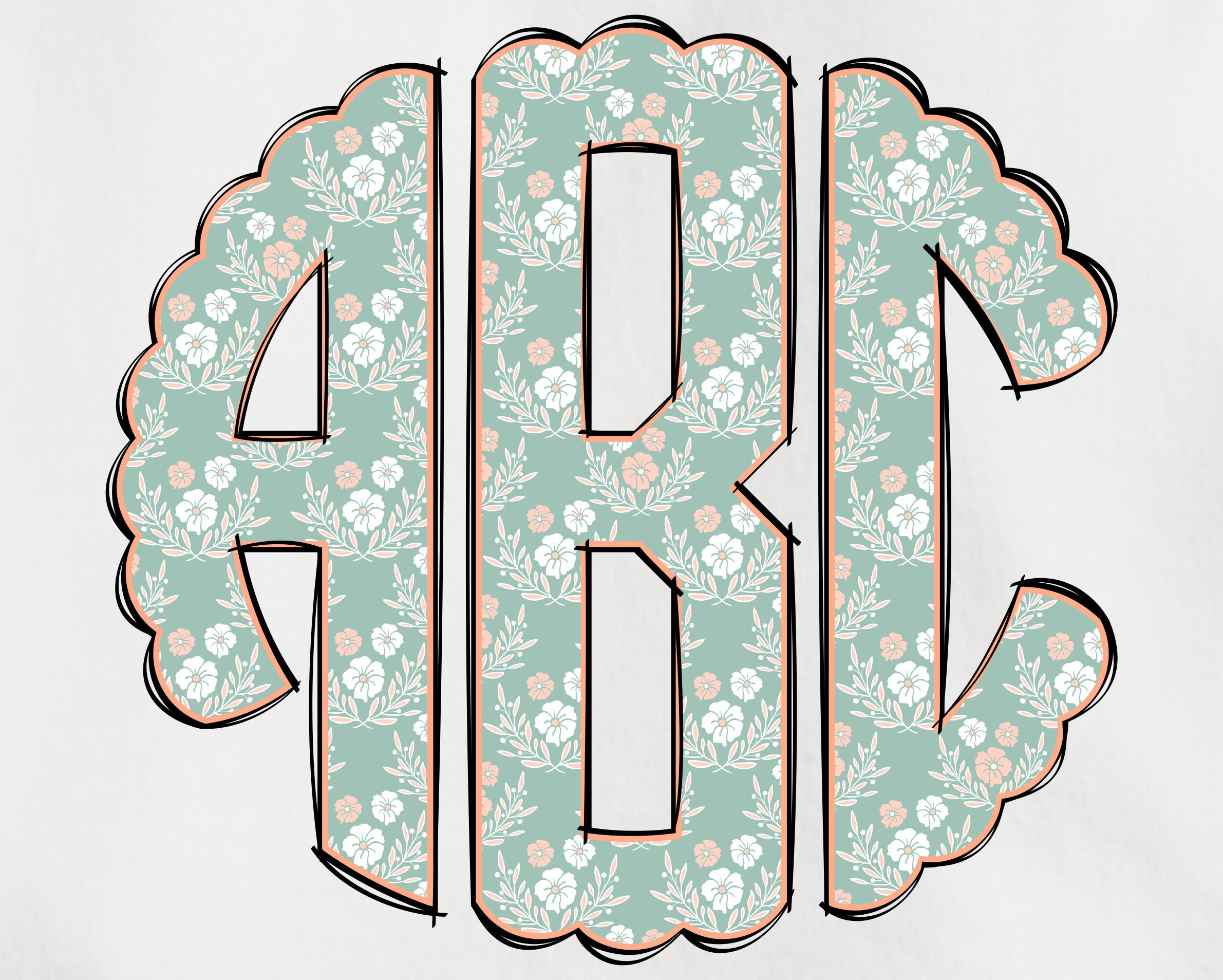 Spring Monogram PNG, Flower Monogram, Spring Floral Monogram, Alpha Doodle, Doodle Monogram ...