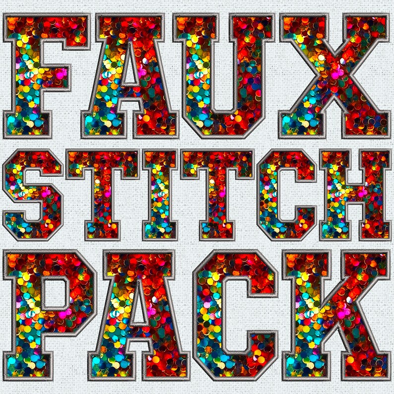 Faux Embroidery Sequin Alphabet Bundle PNG, Sequins Alphabet, Faux ...