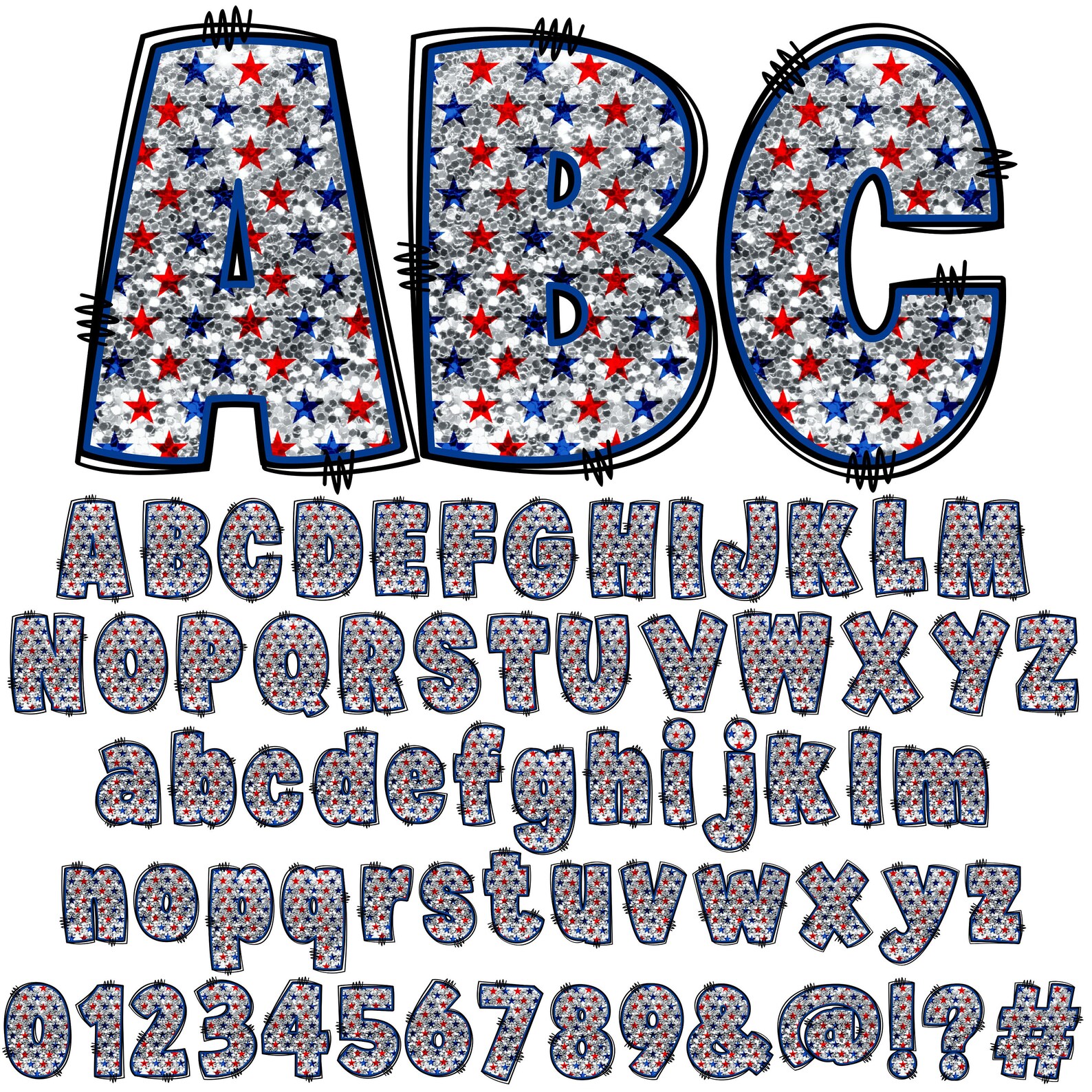 BUNDLE Patriotic Alphabet PNG, 4th of July, Independence Day, Alpha ...