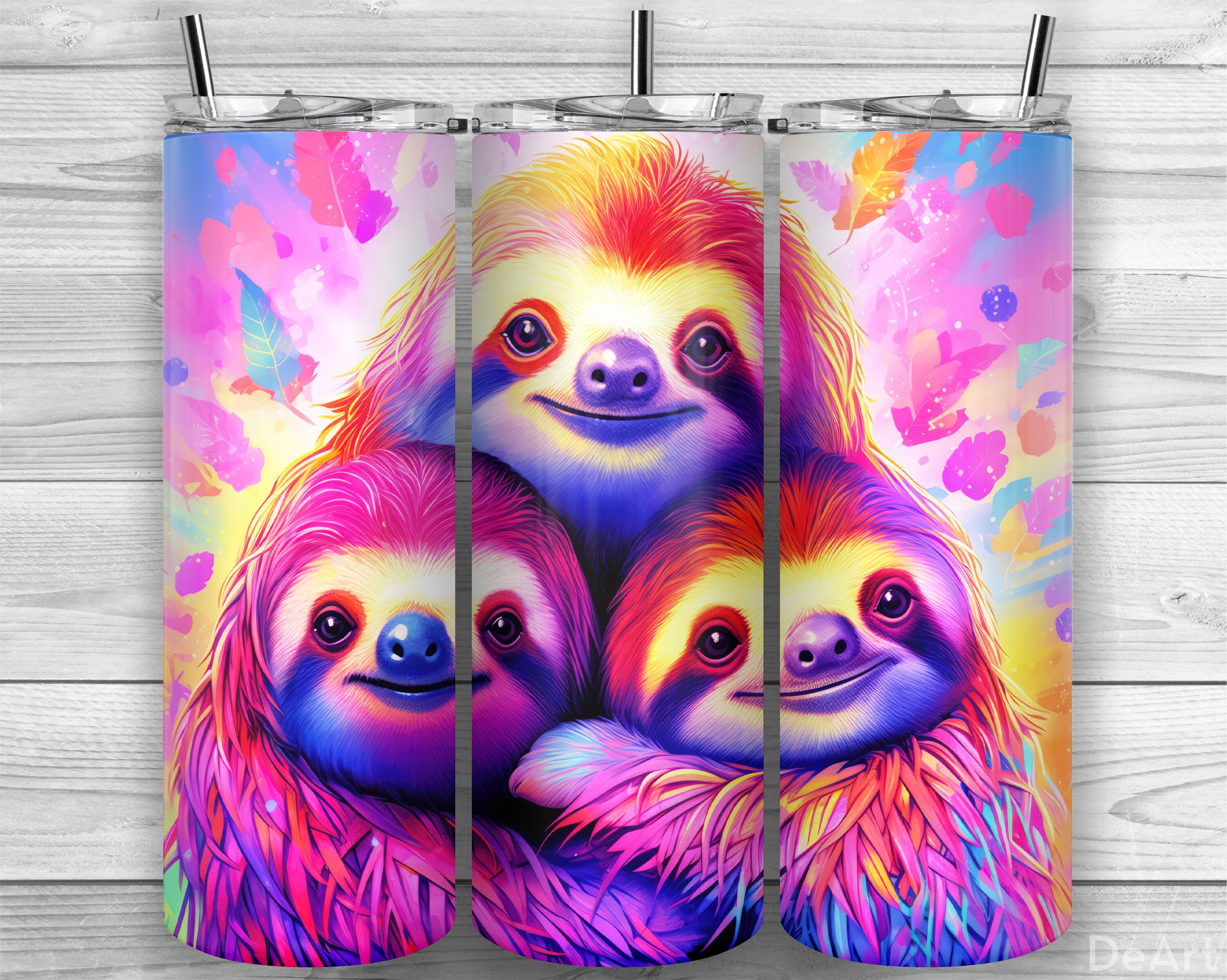 Sloths Tumbler Design Colorful Sloths Tumbler 20oz Skinny - Etsy
