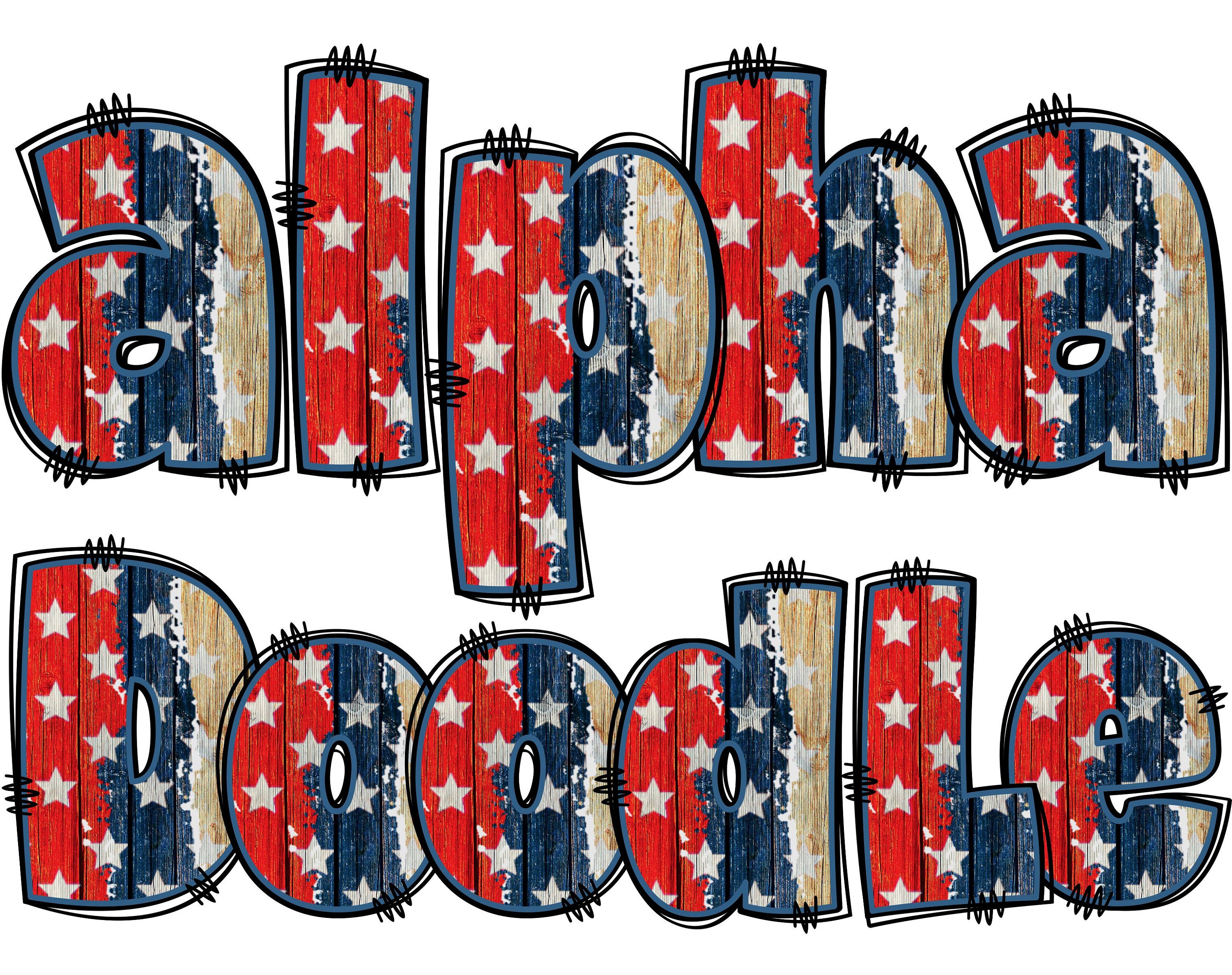 Patriotic Alphabet PNG, 4th of July, Independence Day, Alpha Doodle ...