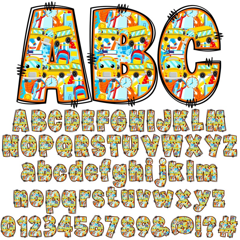 BUNDLE Back to School Alphabet PNG, School Letters, PNG Letters, School ...