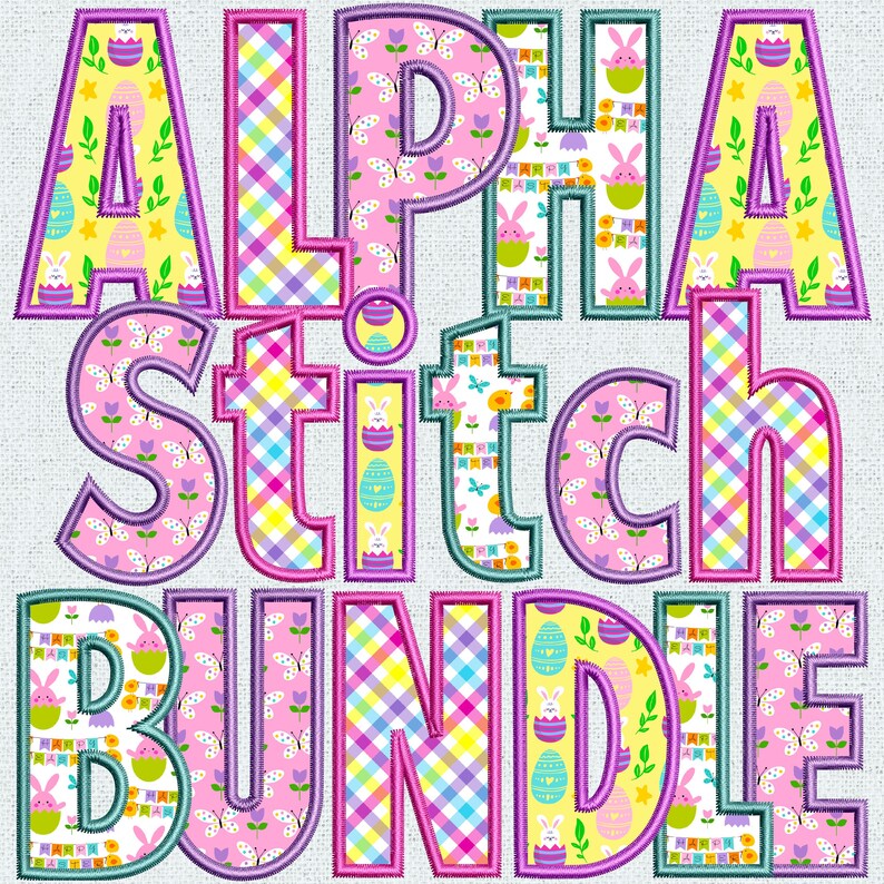 Easter Faux Embroidery Alphabet Bundle PNG, Easter Alphabet, Easter ...