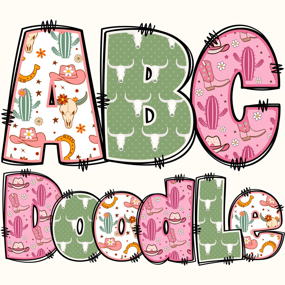 Wild West Alphabet Bundle PNG, Cowgirls Letters, PNG Letters, Cowgirls ...