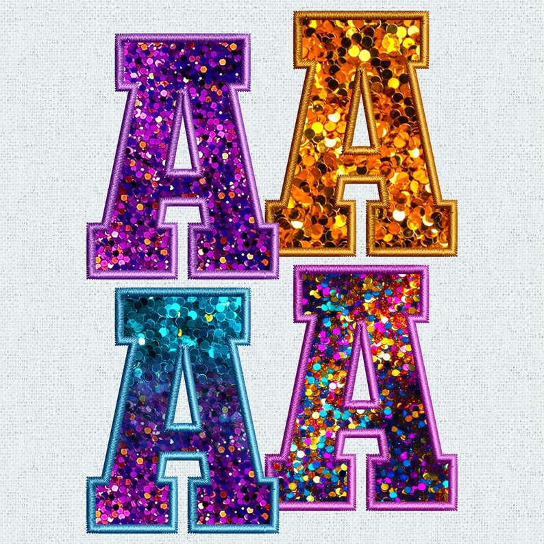 Faux Embroidery Sequin Alphabet Bundle PNG, Sequins Alphabet, Faux ...