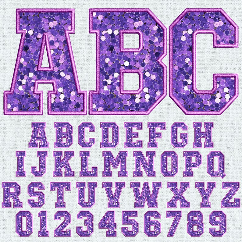 Faux Embroidery Sequin Alphabet Bundle PNG, Sequins Alphabet, Faux ...