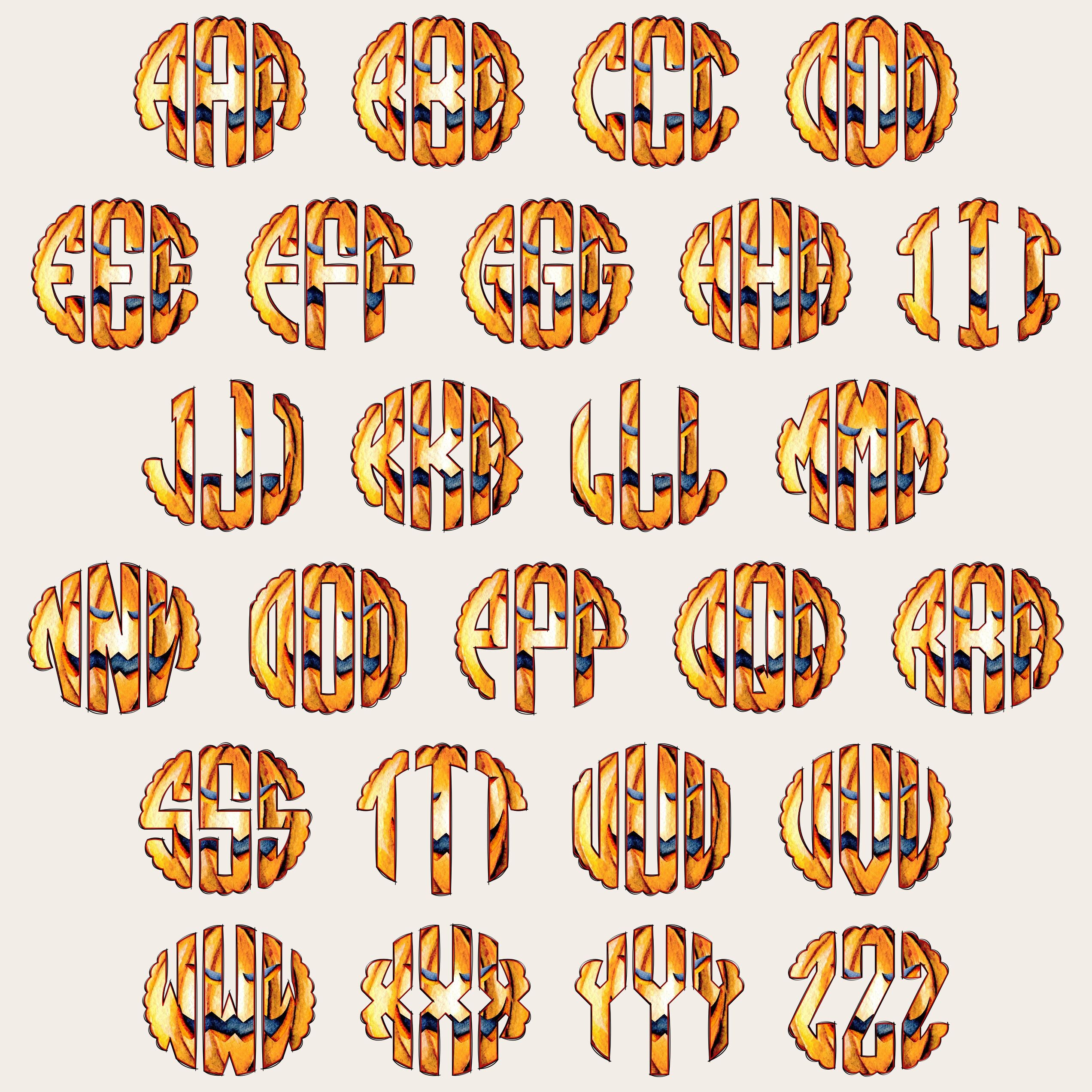 Halloween Monogram PNG Pumpkin Monogram Jack-o'lantern - Etsy