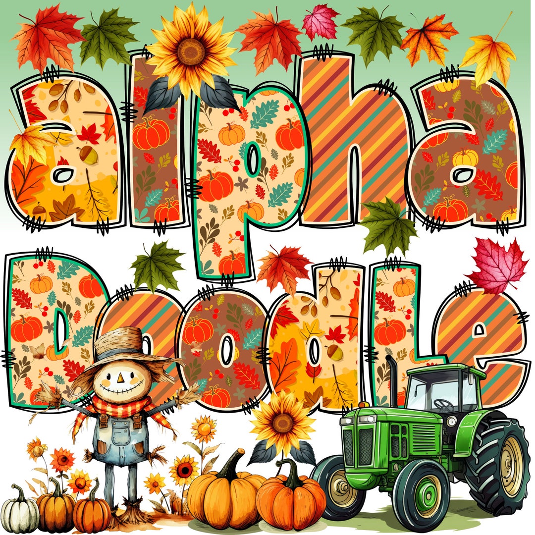 Fall Alphabet Doodle PNG, Autumn Alphabet, Thanksgiving Alpha Doodle ...