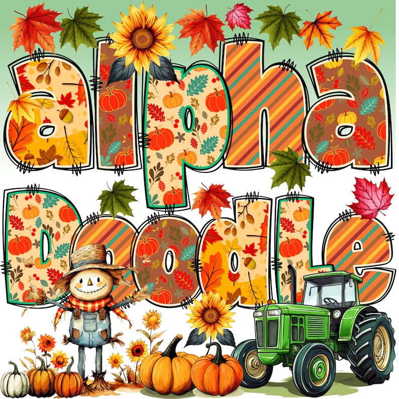 Fall Alphabet Doodle PNG, Autumn Alphabet, Thanksgiving Alpha Doodle ...