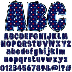 Patriotic Alphabet PNG, 4th of July, Independence Day, Alpha Doodle ...