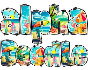 Summer Alphabet PNG, Tropical Sunset Beach Letters , PNG Letters ...