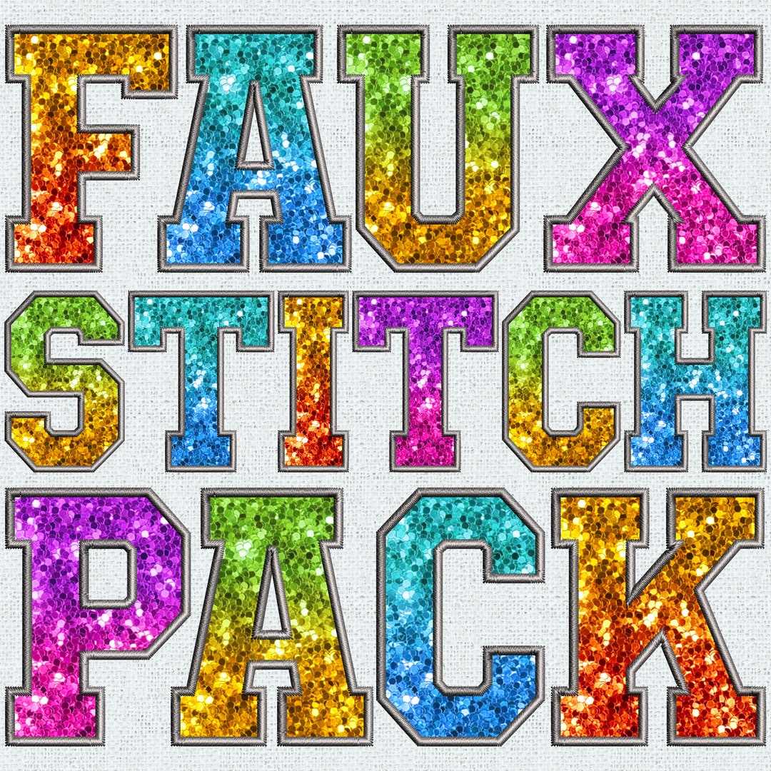 Faux Embroidery Sequin Alphabet Bundle PNG, Sequins Alphabet, Faux ...