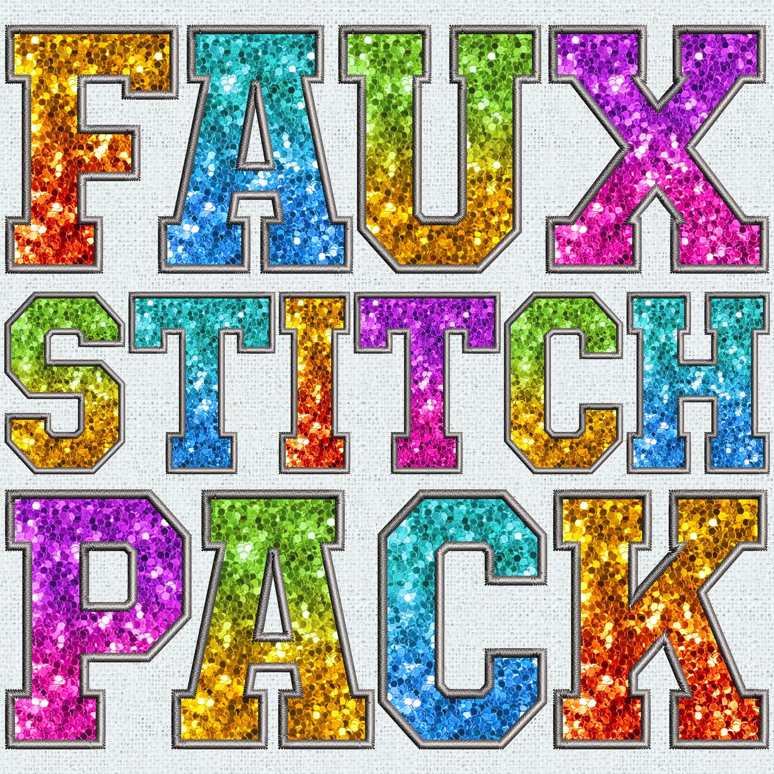 Faux Embroidery Sequin Alphabet Bundle PNG, Sequins Alphabet, Faux ...