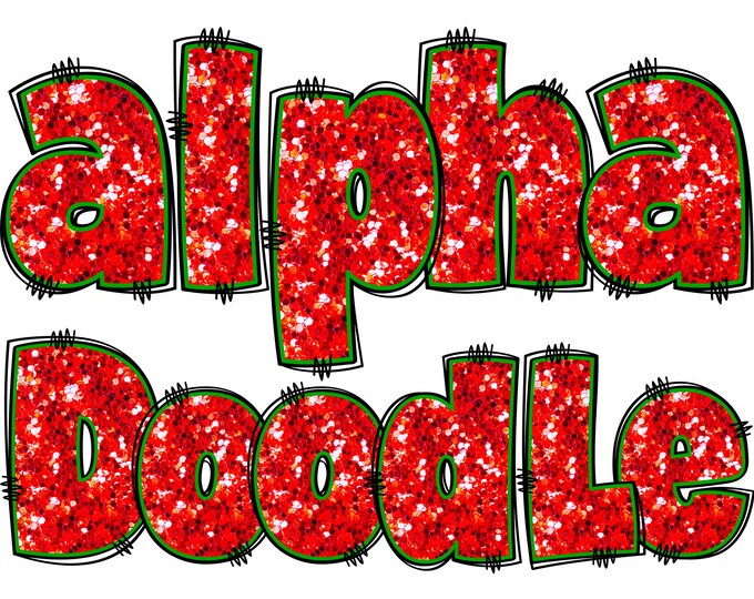 Christmas Alphabet Doodle PNG Bundle, Christmas Alphabet, Christmas ...