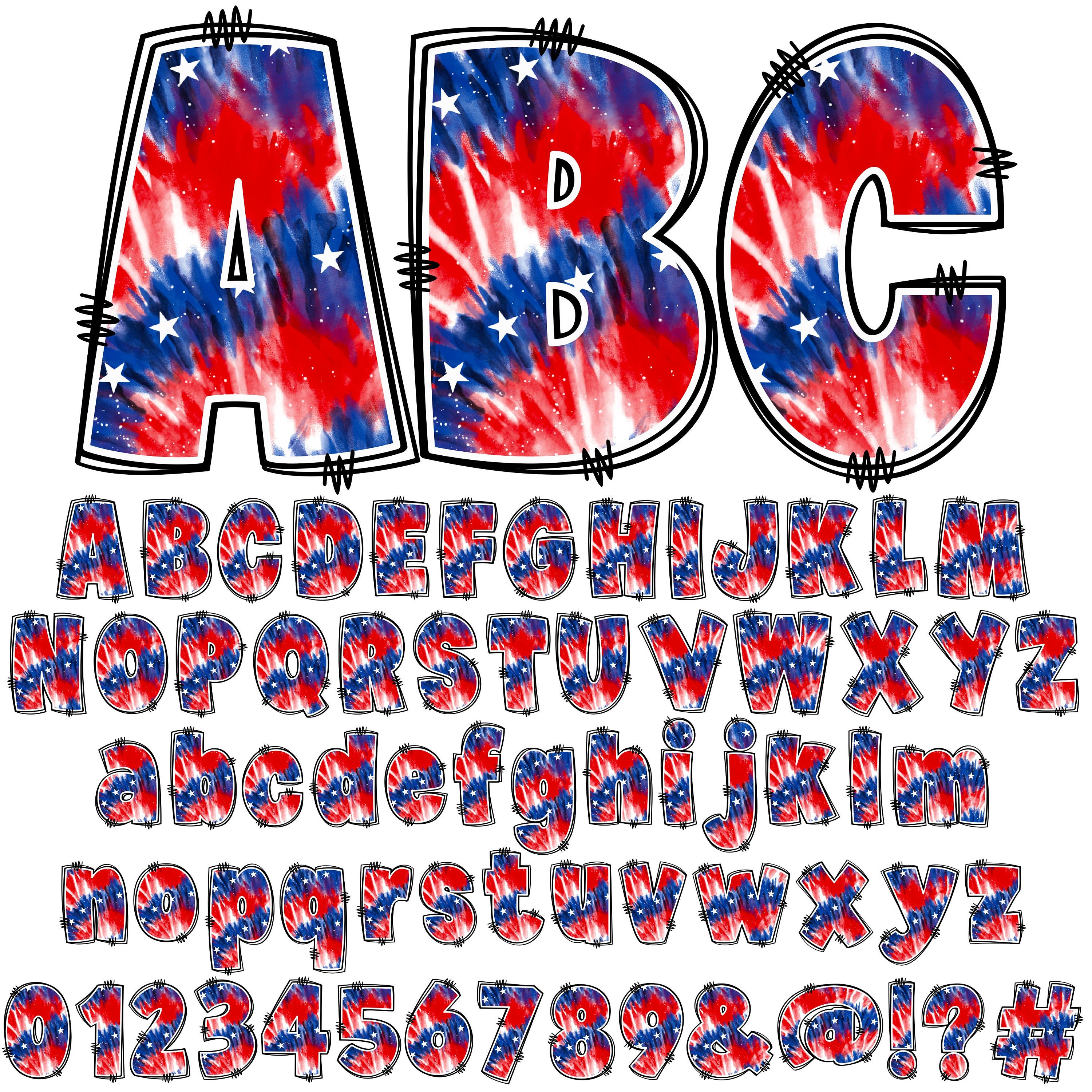 BUNDLE Patriotic Alphabet PNG 4th of July Independence Day - Etsy
