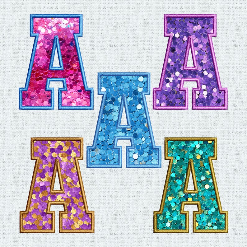 Faux Embroidery Sequin Alphabet Bundle PNG, Sequins Alphabet, Faux ...