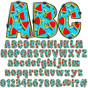 BUNDLE Summer Alphabet PNG, Tropical Doodle, PNG Letters, Fruits Doodle ...