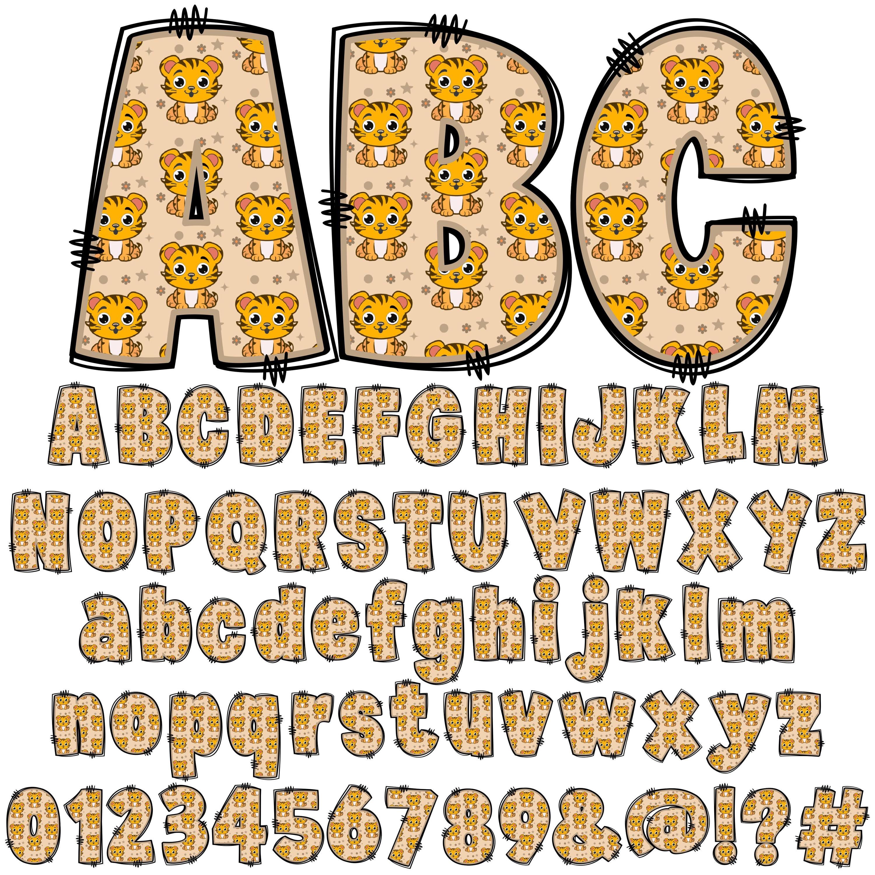 Tiger Alphabet Bundle PNG, Tiger PNG Letters, Tiger Cub Letters, Baby ...