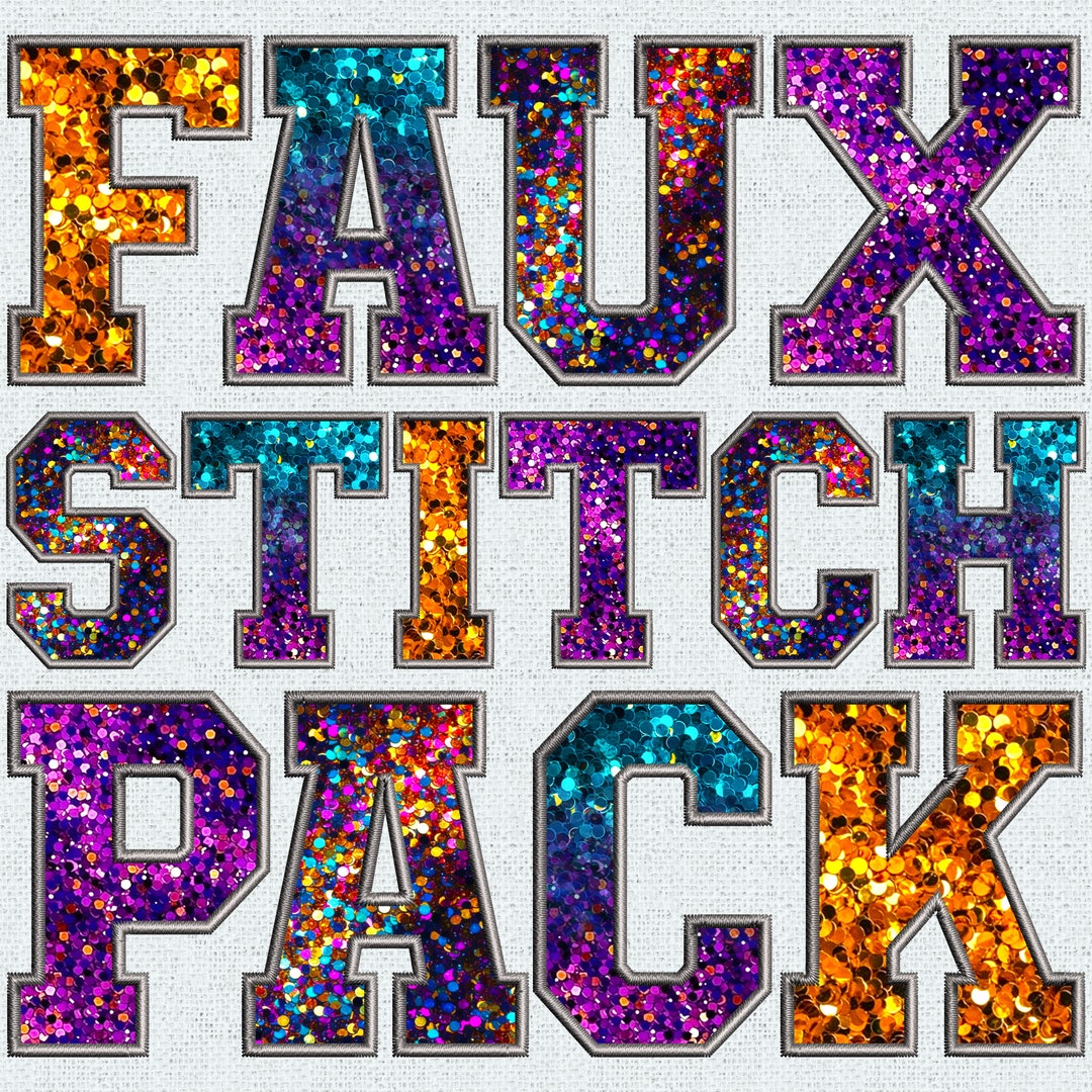 Faux Embroidery Sequin Alphabet Bundle PNG, Sequins Alphabet, Faux ...