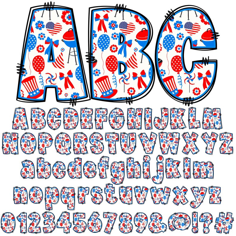 BUNDLE Patriotic Alphabet PNG, 4th of July, Independence Day, Alpha ...