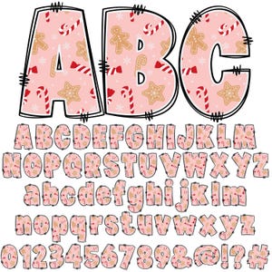 Christmas Alphabet Doodle PNG Bundle, Christmas Alphabet, Christmas ...