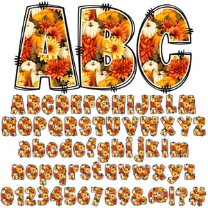 Thanksgiving Alphabet Doodle PNG, Autumn Alphabet, Fall Doodle ...