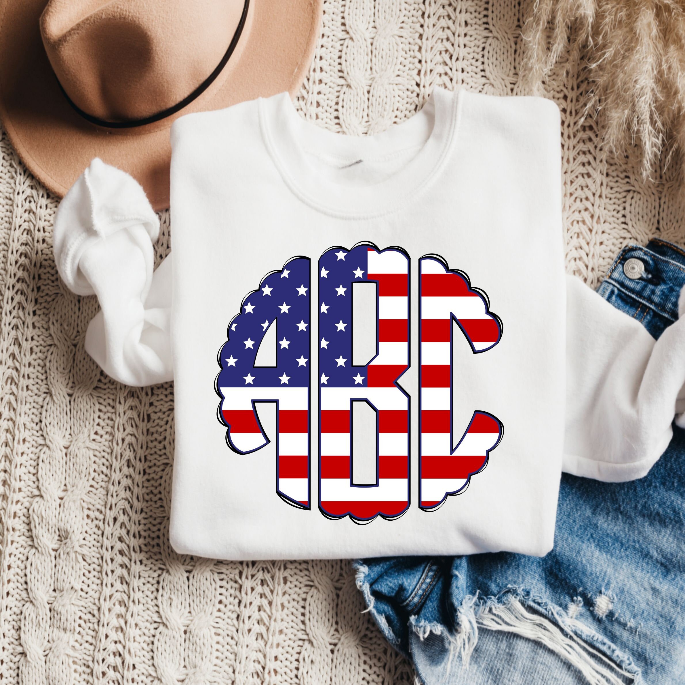 Patriotic Monogram PNG, 4th of July Monogram, US Flag Monogram, USA ...