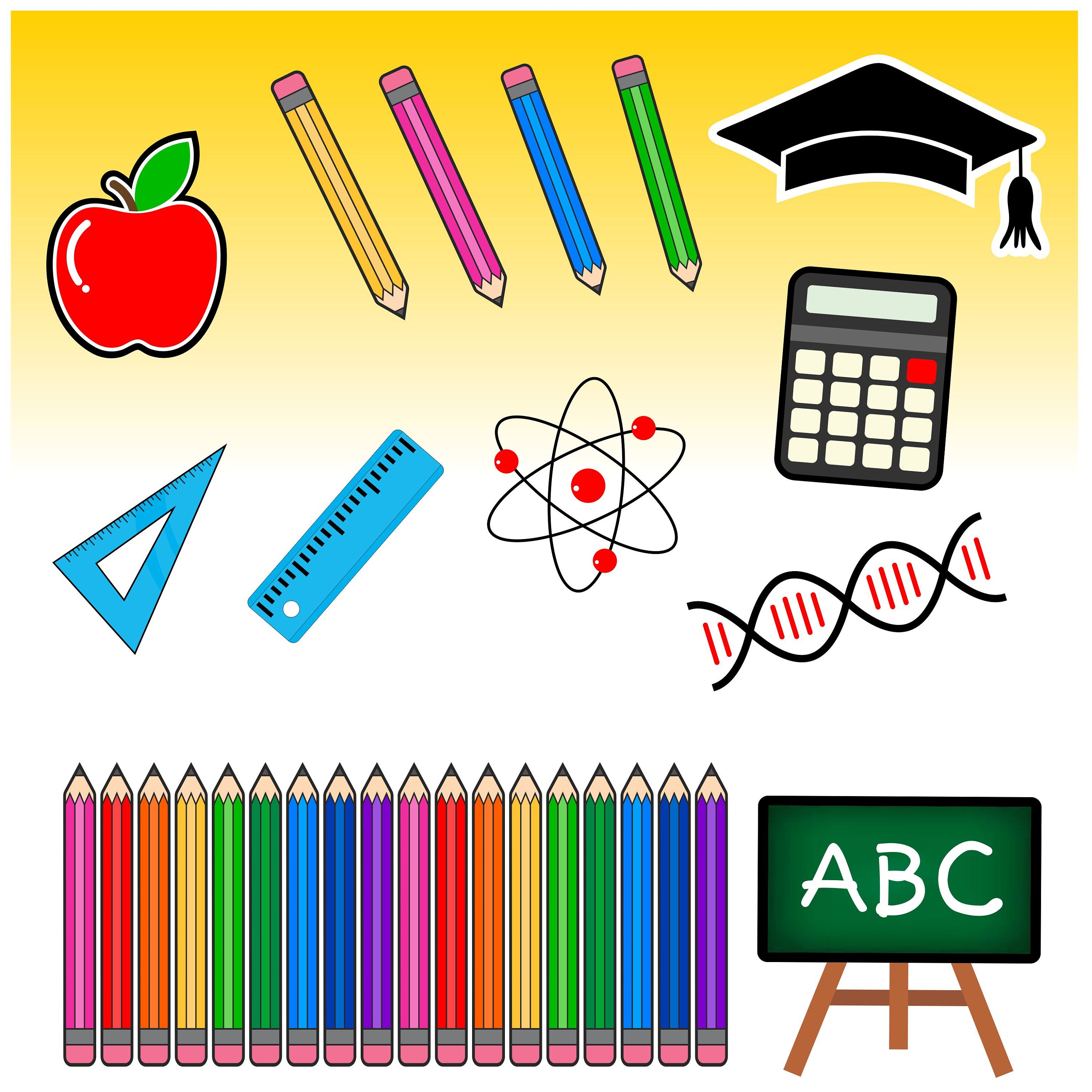 BUNDLE Back to School Alphabet PNG, School Letters, PNG Letters, School ...