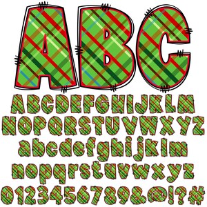 Christmas Alphabet Doodle PNG Bundle, Christmas Alphabet, Christmas ...