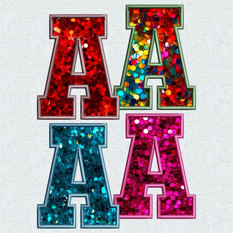 Faux Embroidery Sequin Alphabet Bundle PNG, Sequins Alphabet, Faux ...