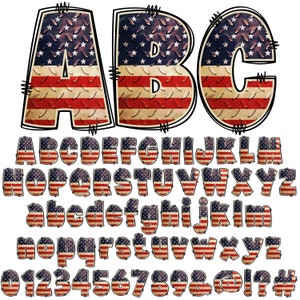 Patriotic Alphabet PNG, 4th of July, Independence Day, Alpha Doodle ...