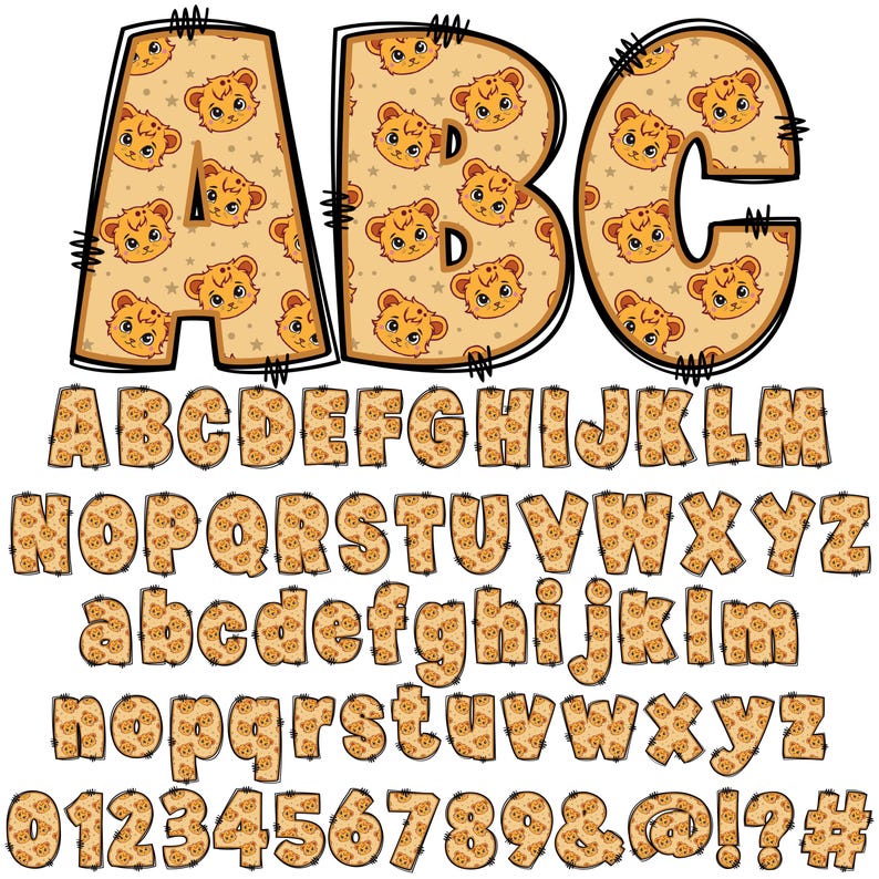 Lion Alphabet Bundle PNG, Tiger PNG Letters, Lion Cub Letters, Baby ...
