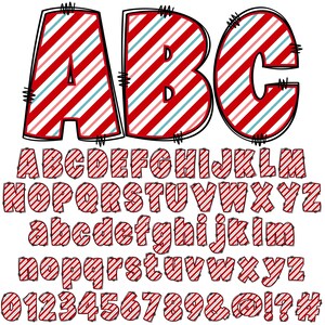 Christmas Alphabet Doodle PNG Bundle, Christmas Alphabet, Christmas ...