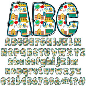 BUNDLE Back to School Alphabet PNG, School Letters, 3 Sets Alphabet ...