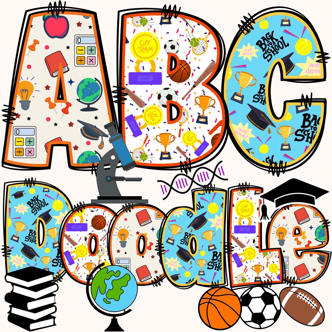 BUNDLE Back to School Alphabet PNG, School Letters, 3 Sets Alphabet ...