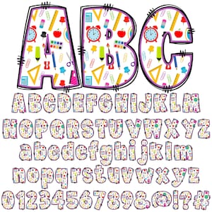 BUNDLE Back to School Alphabet PNG, School Letters, 3 Sets Alphabet ...