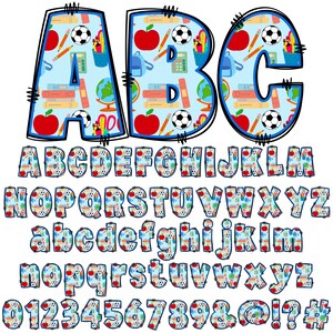 BUNDLE Back to School Alphabet PNG, School Letters, 3 Sets Alphabet ...