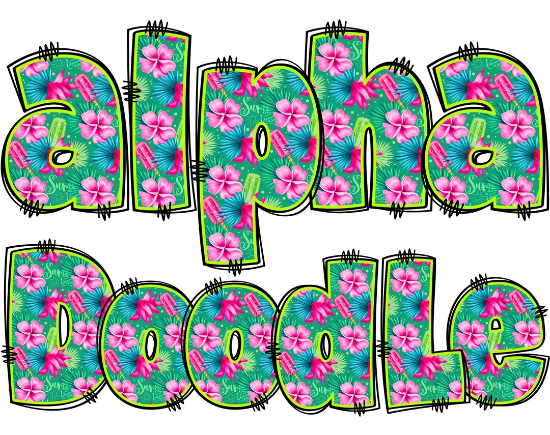Summer Alphabet PNG, Tropical Doodle, PNG Letters, Floral Alphabet ...