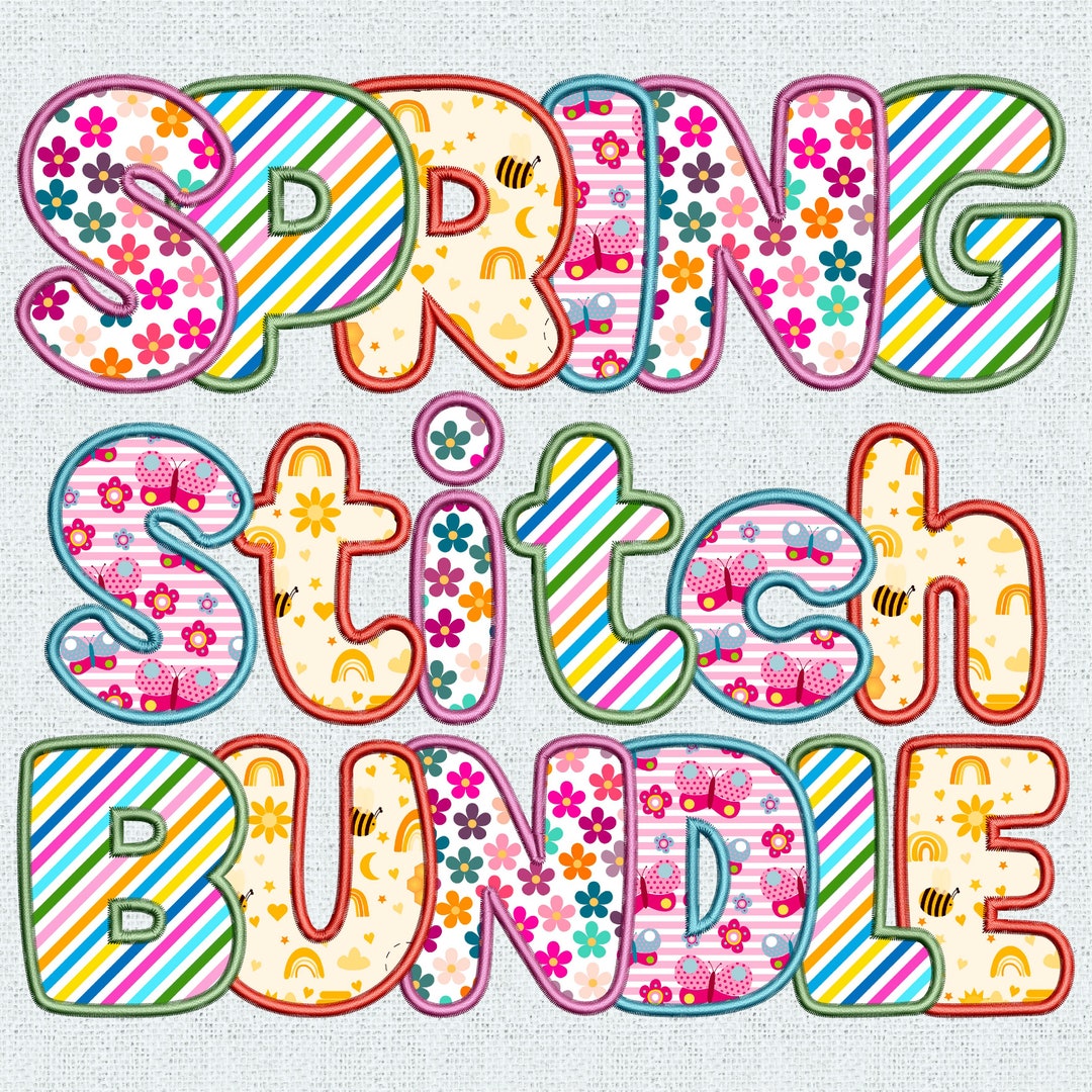 Spring Faux Embroidery Alphabet Bundle PNG, Flowers Alphabet, Summer ...
