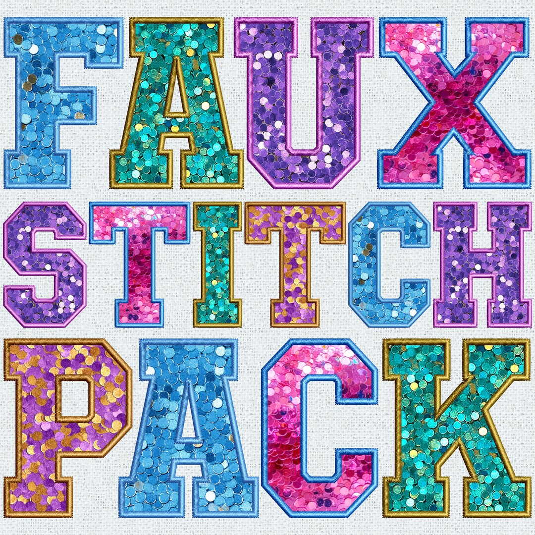 Faux Embroidery Sequin Alphabet Bundle PNG, Sequins Alphabet, Faux ...