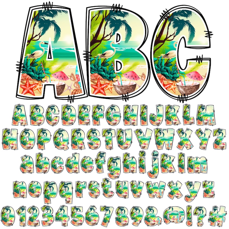 Summer Alphabet PNG Tropical Sunset Beach Letters PNG - Etsy