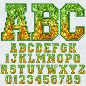 Faux Embroidery Sequin Alphabet Bundle PNG, Sequins Alphabet, Faux ...