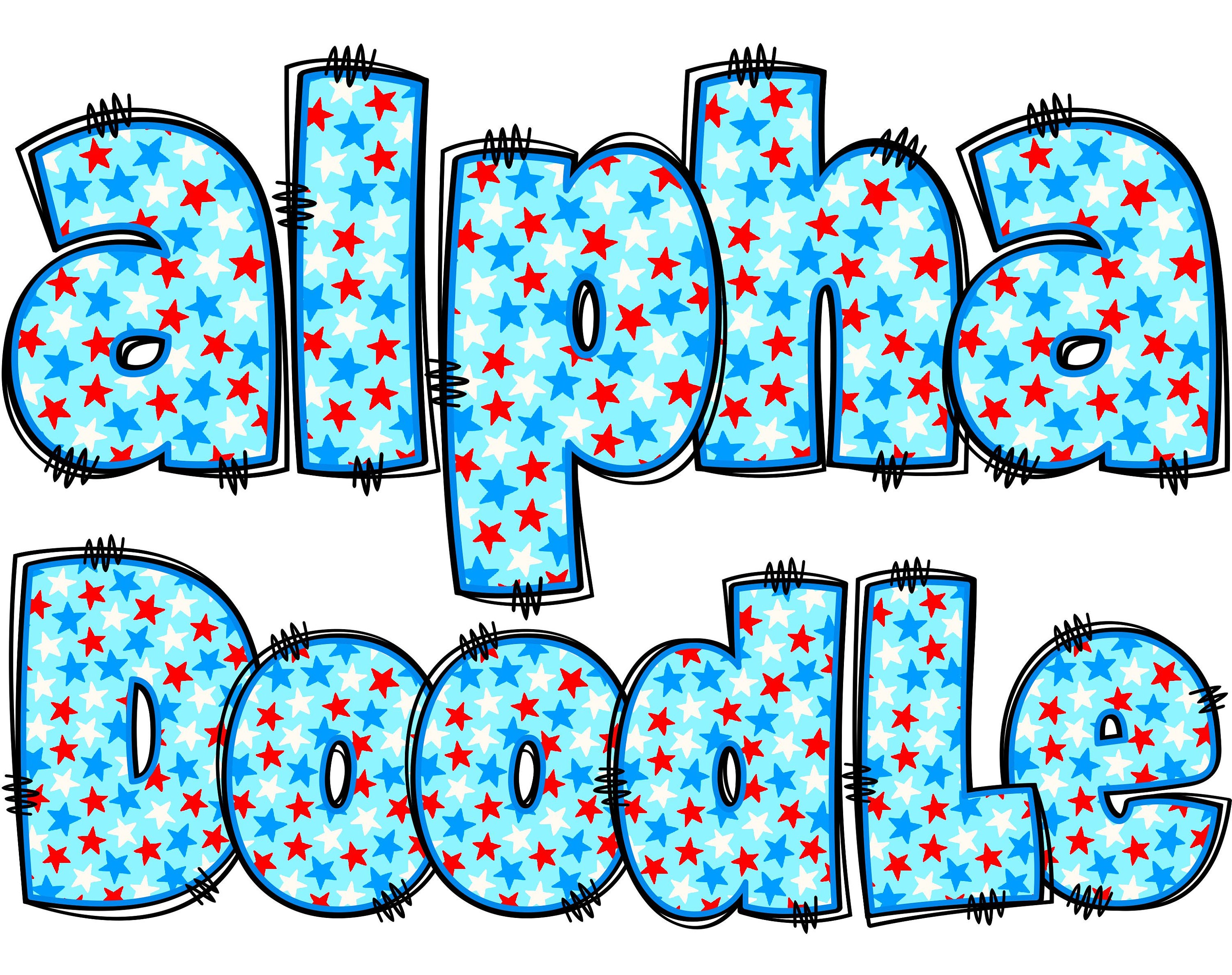 Patriotic Alphabet PNG, 4th of July, Independence Day, Alpha Doodle ...