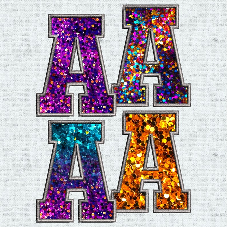 Faux Embroidery Sequin Alphabet Bundle PNG, Sequins Alphabet, Faux ...