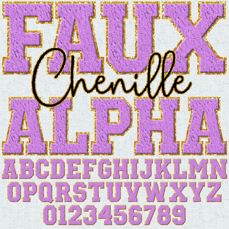 Faux Chenille Alphabet Bundle PNG, Varsity Letters Patches, Pastel ...