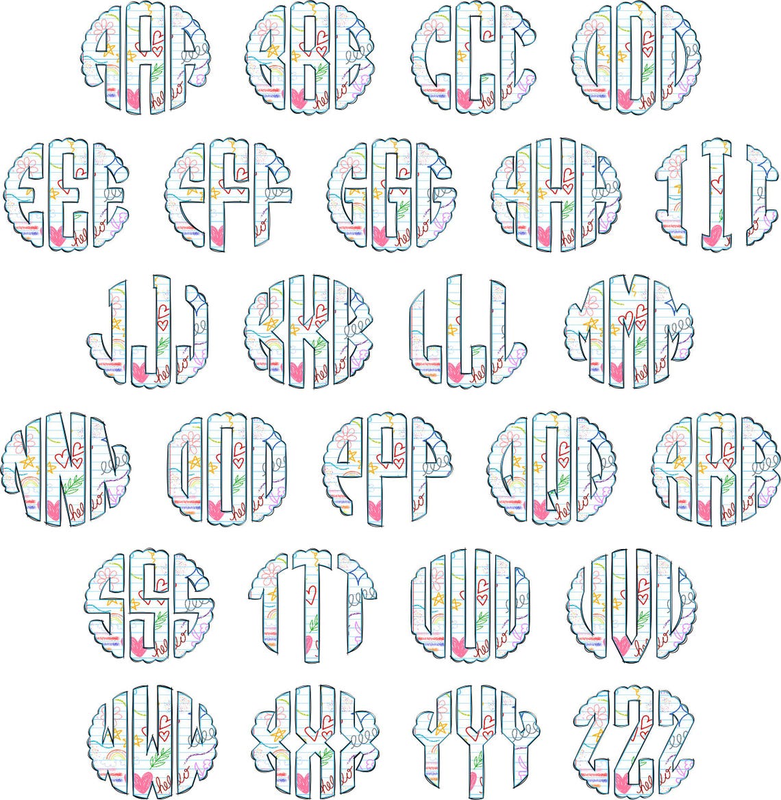 Back to School Monogram PNG, Back to School Monogram, Notebook Page ...