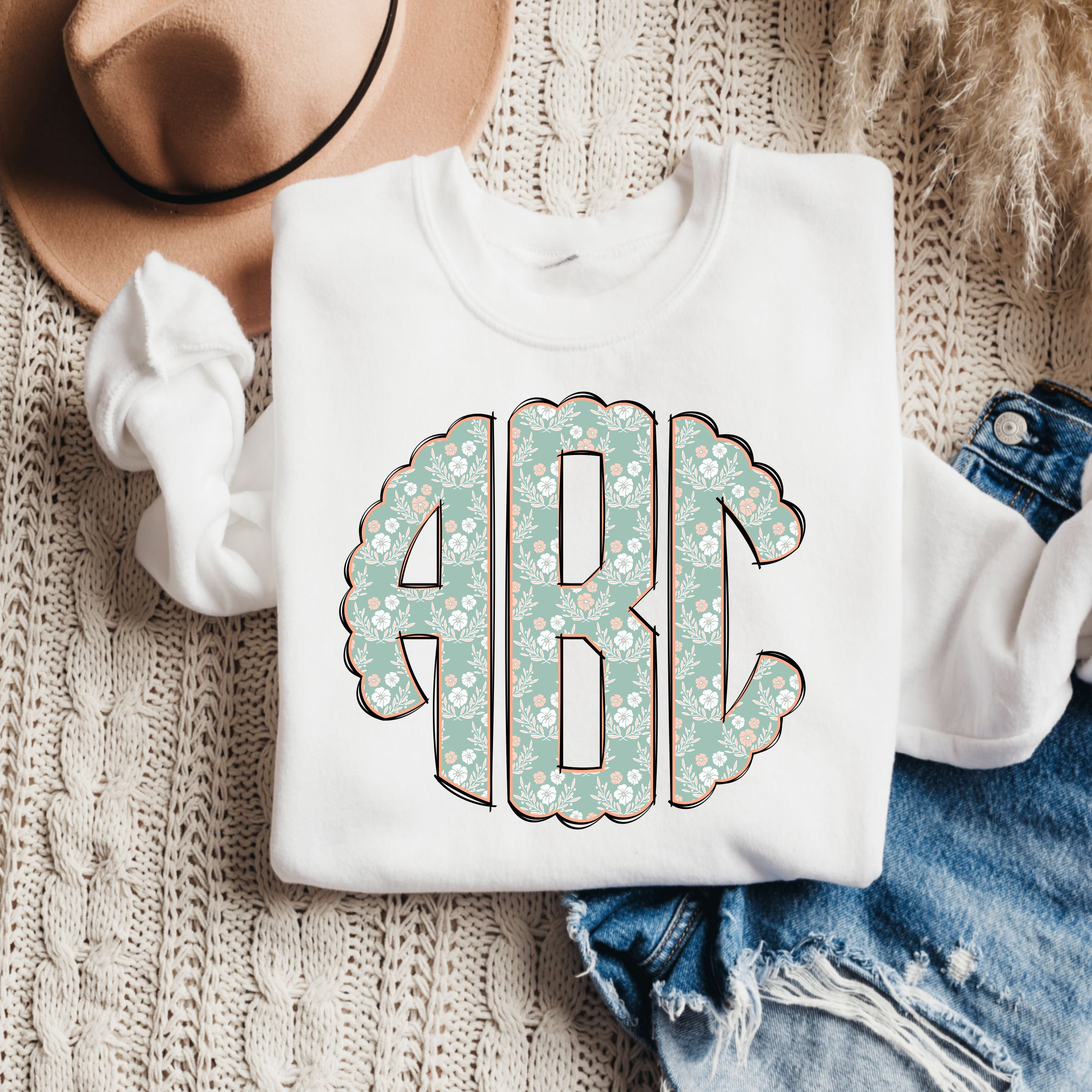 Spring Monogram PNG, Flower Monogram, Spring Floral Monogram, Alpha Doodle, Doodle Monogram ...