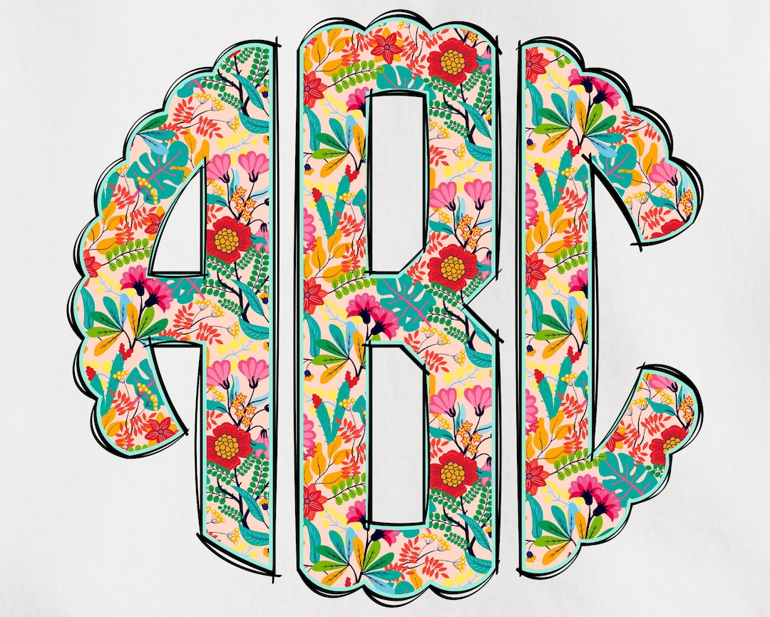 Spring Monogram PNG, Flower Monogram, Spring Floral Monogram, Alpha Doodle, Doodle Monogram ...