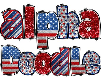 Independence Day Letters PNG Doodle Letters 4th of July - Etsy