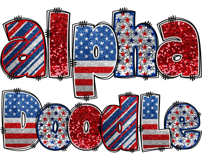 BUNDLE Patriotic Alphabet PNG, 4th of July, Independence Day, Alpha ...